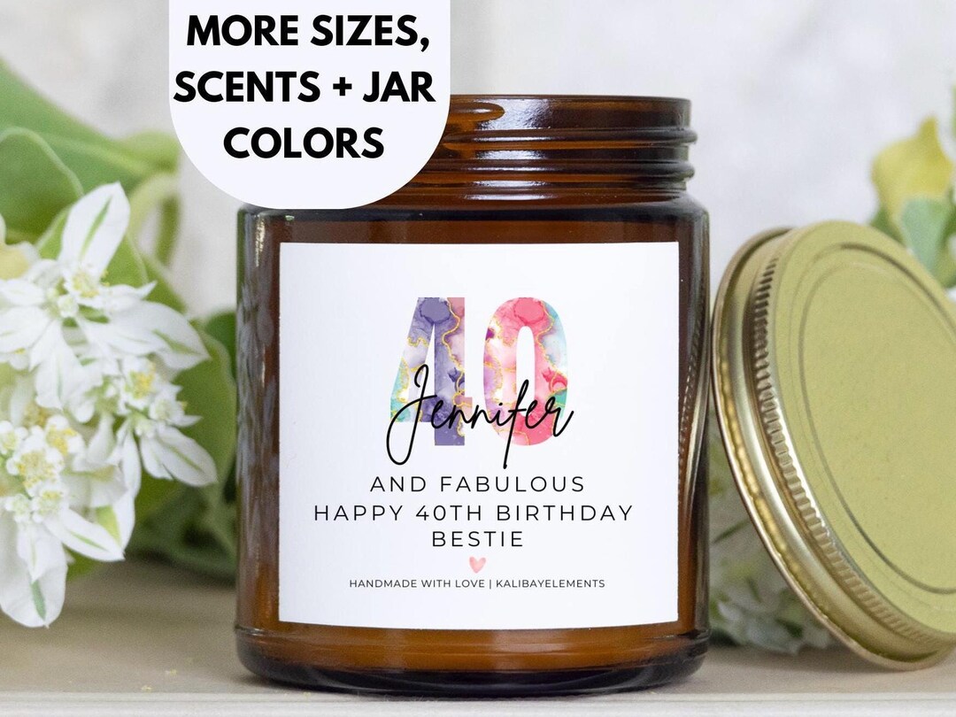 40th Birthday Gift Candle for Her, Personalized Sister Gift, Milestone ...