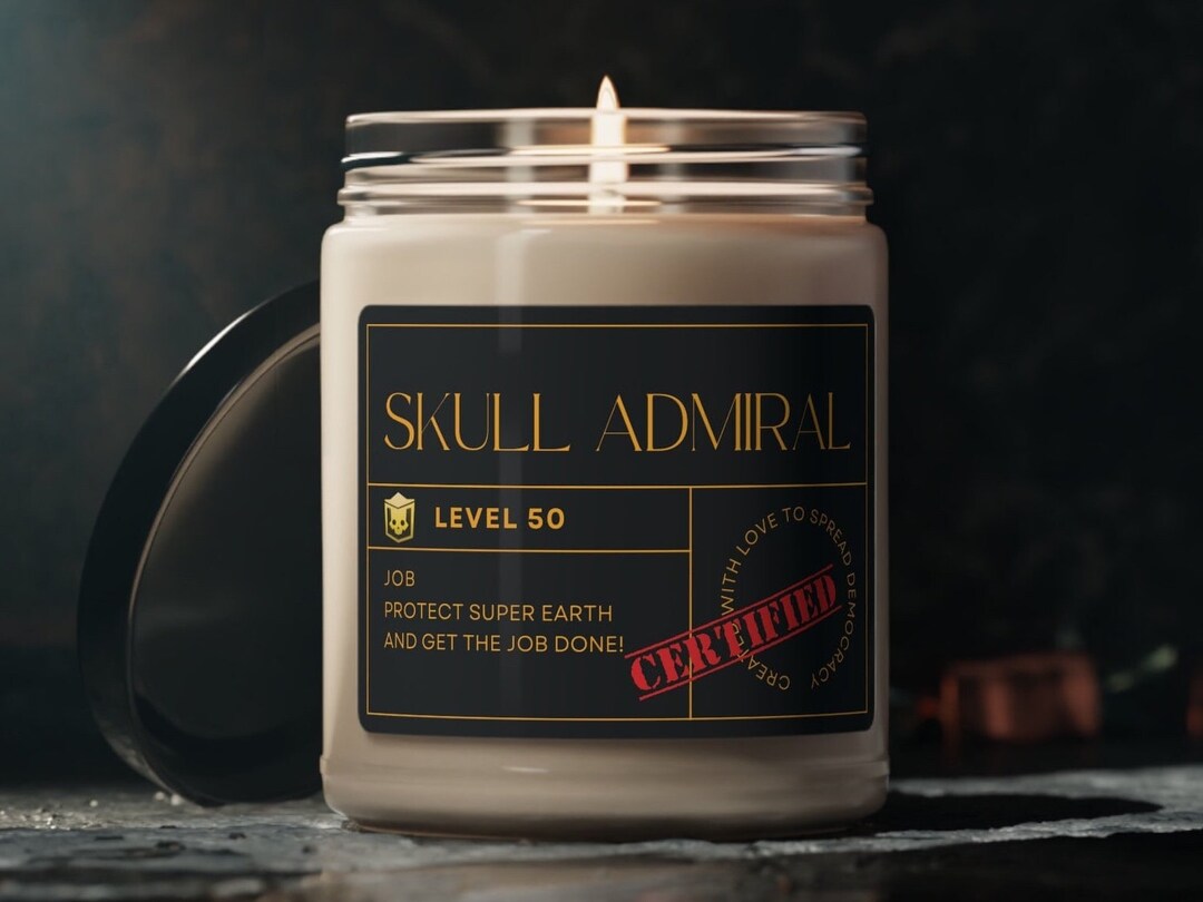 Helldiver 2 Gamer Gift: Skull Admiral Candle Level 50 Gift for Him ...