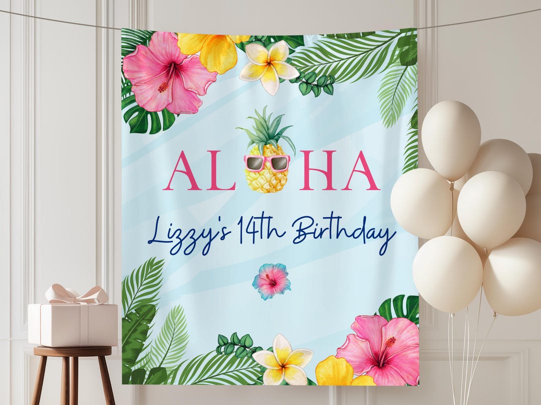 Custom Any Age Aloha Pineapple Party Decor Personalized Birthday Banner ...