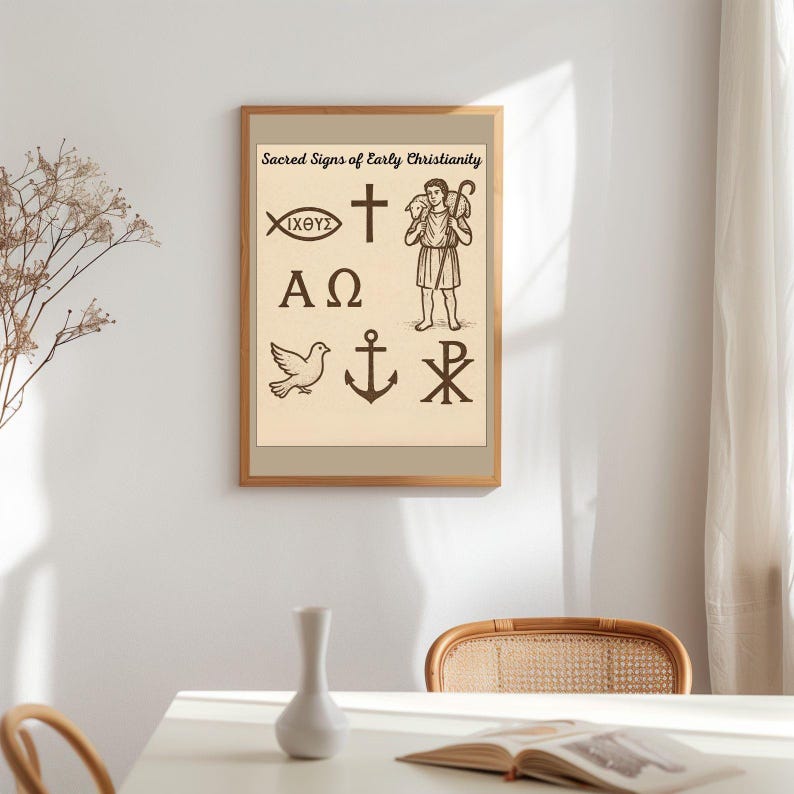 Early Christian Symbols Art Print: Vintage Religious Decor (digital ...