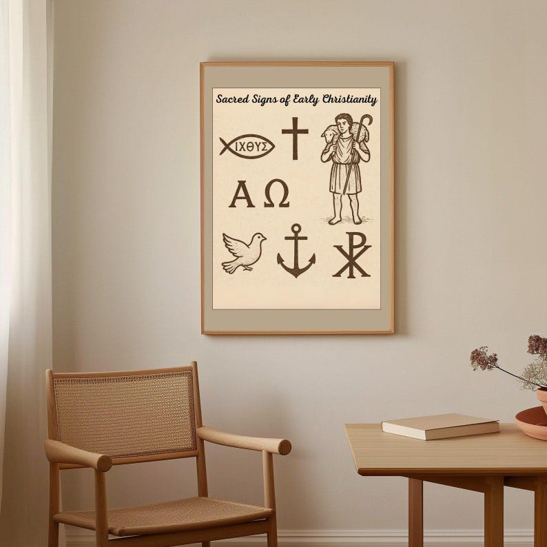 Early Christian Symbols Art Print: Vintage Religious Decor (digital ...