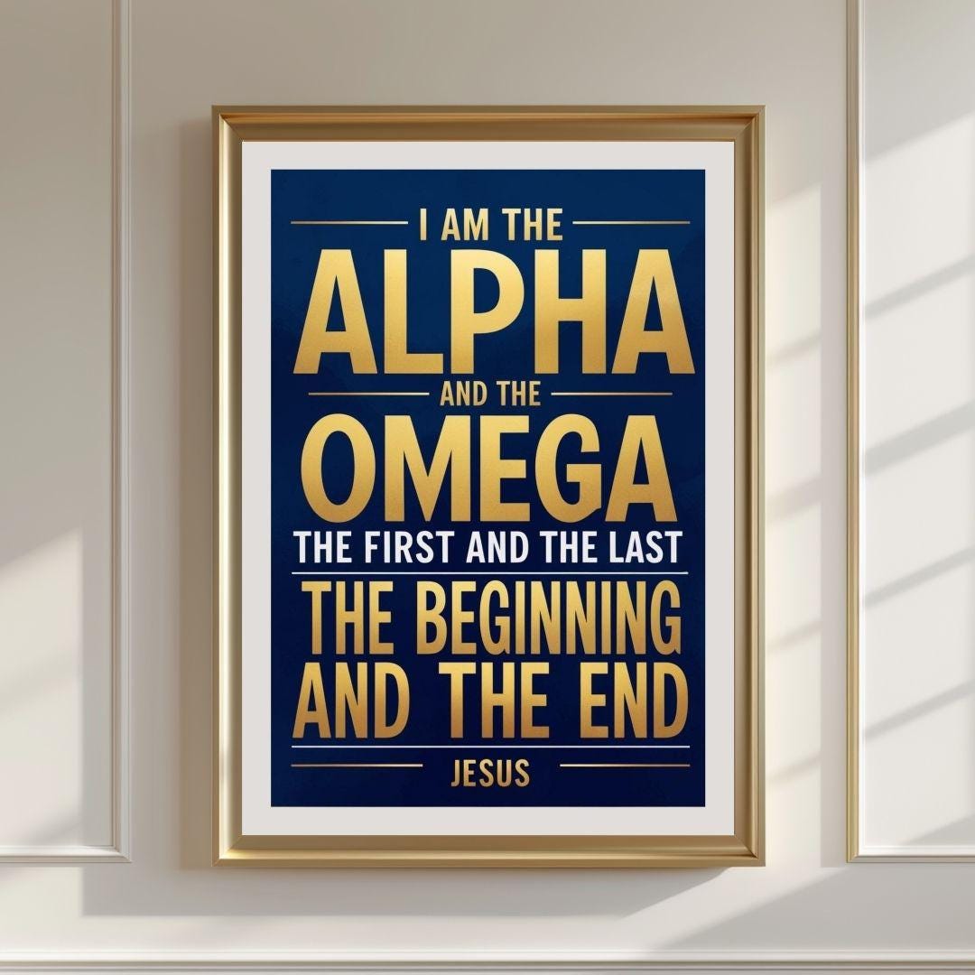 Alpha and Omega Christian Wall Art: Jesus Christ Bible Verse Print ...