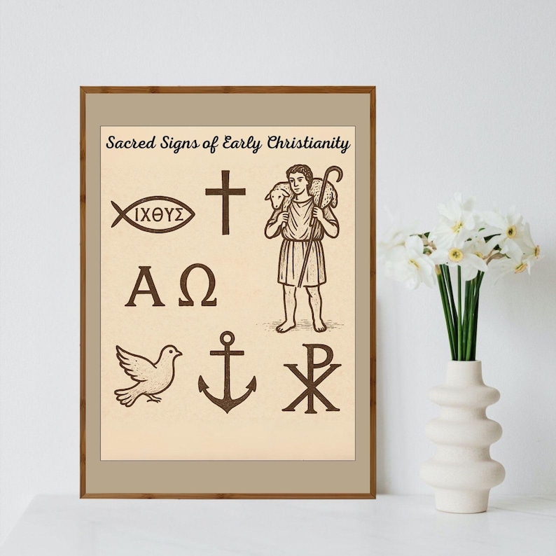 Early Christian Symbols Art Print: Vintage Religious Decor (digital ...