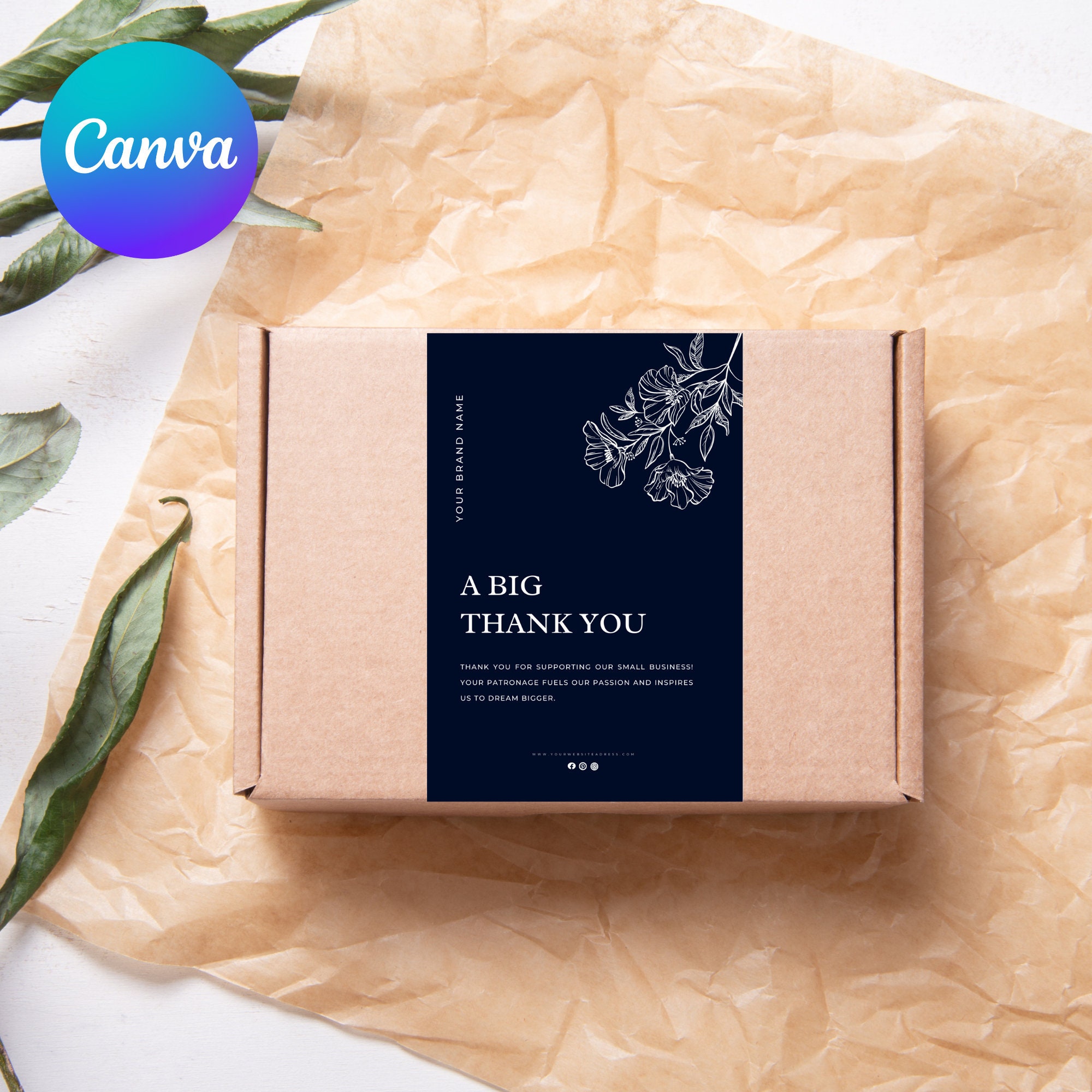 Editable Matching Thank You Card Template Printable With Canva Custom ...