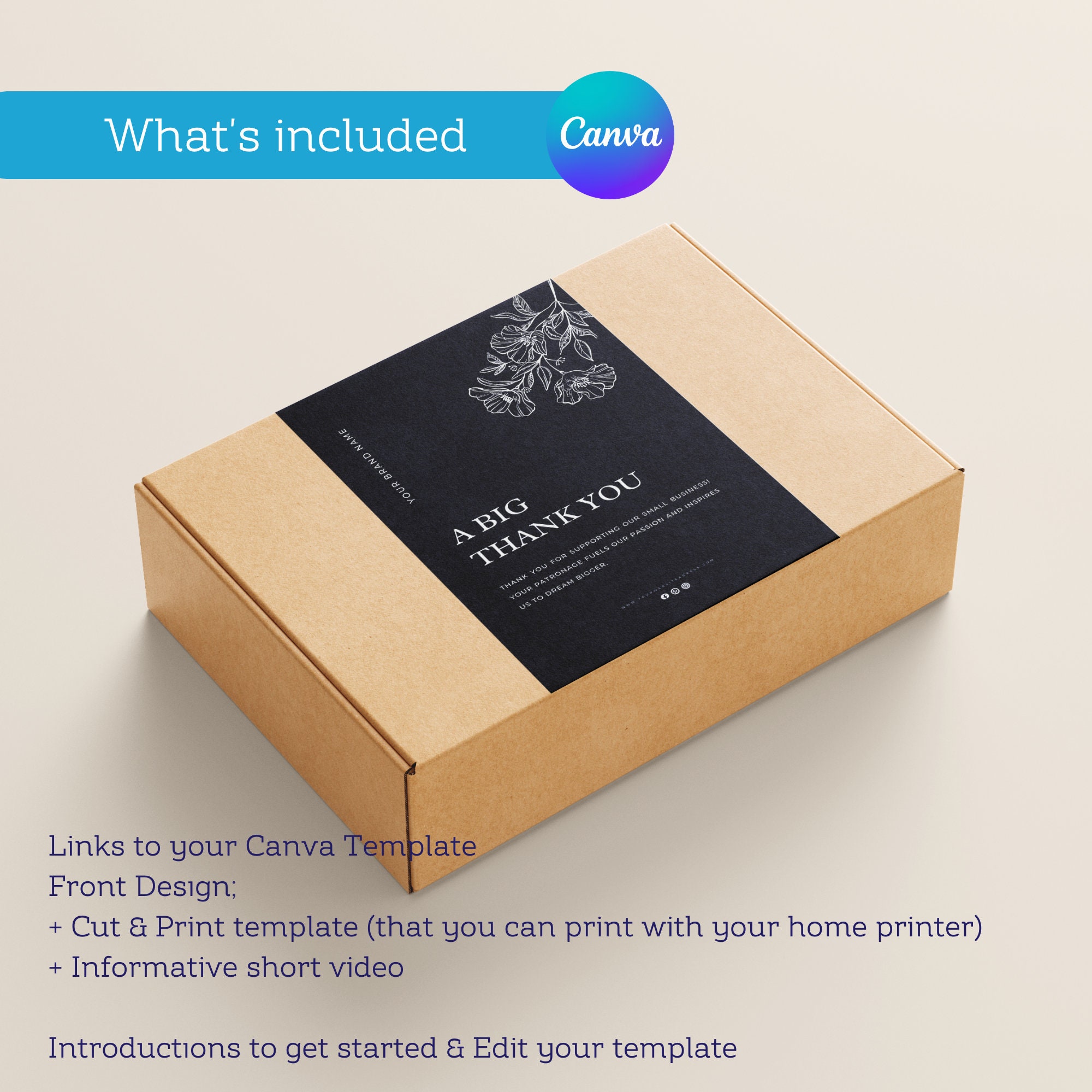 Editable Matching Thank You Card Template Printable With Canva Custom ...