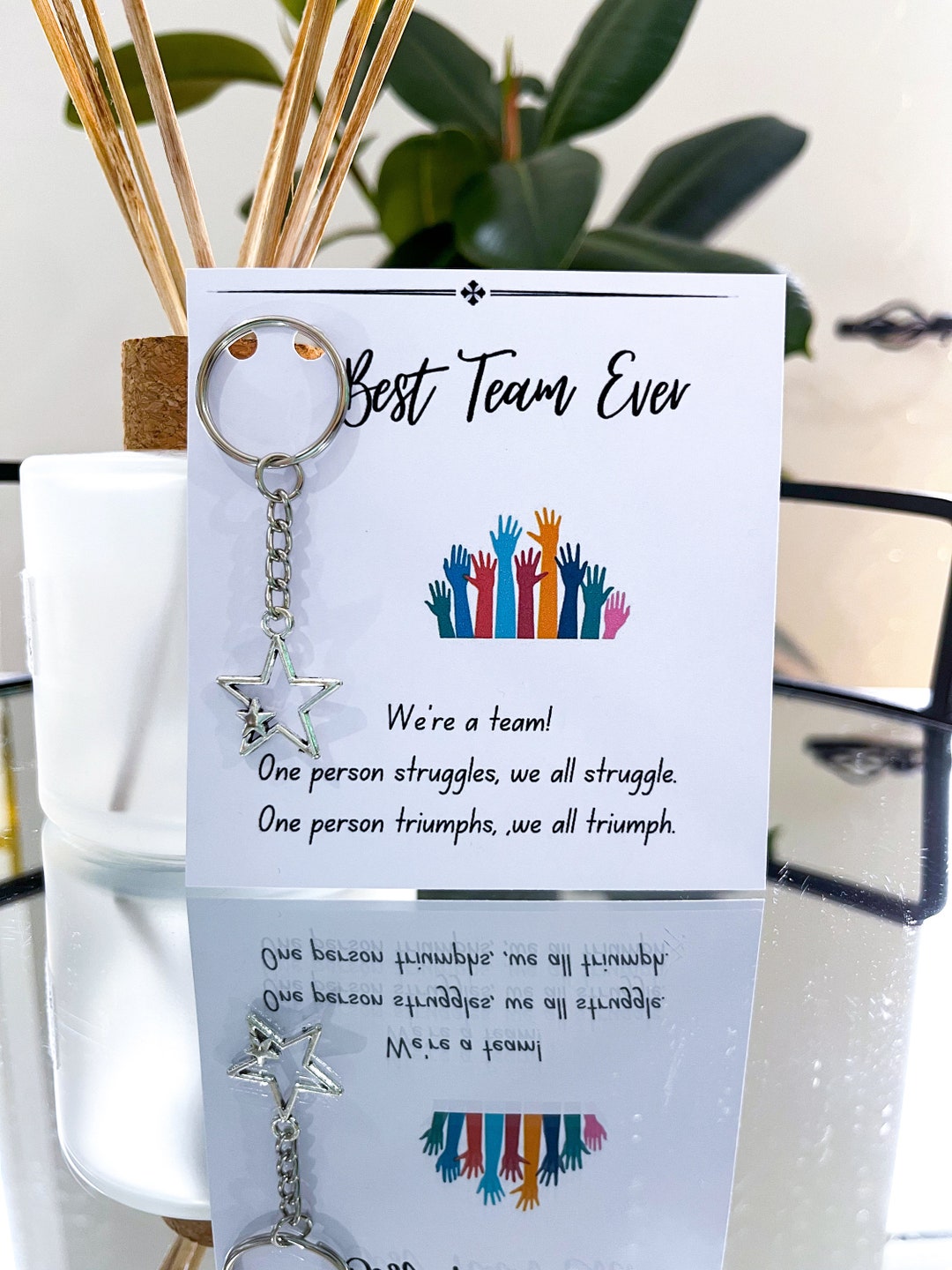 Best Team Ever Card, Team Appreciation Gift, Thank You Gift, Gratitude Card, Star Keychain ...