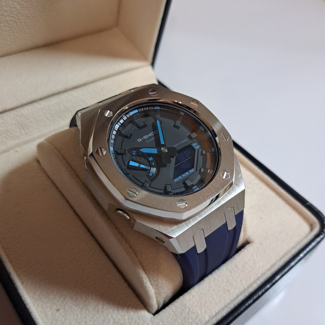 Custom G-SHOCK GA2100, Casioak, ,deep Sea Colorway,stainless Steel Mod ...