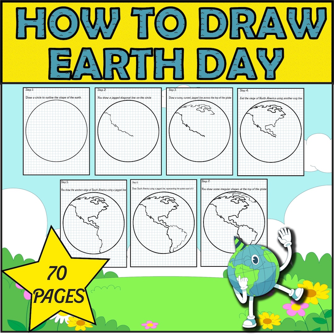 How to Draw Earth Day Step by Step Lesson Worksheet Drawing for ...