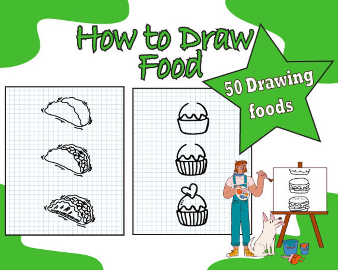 How to Draw Food Step-by-step Lesson Worksheet Drawing for Beginners - Etsy