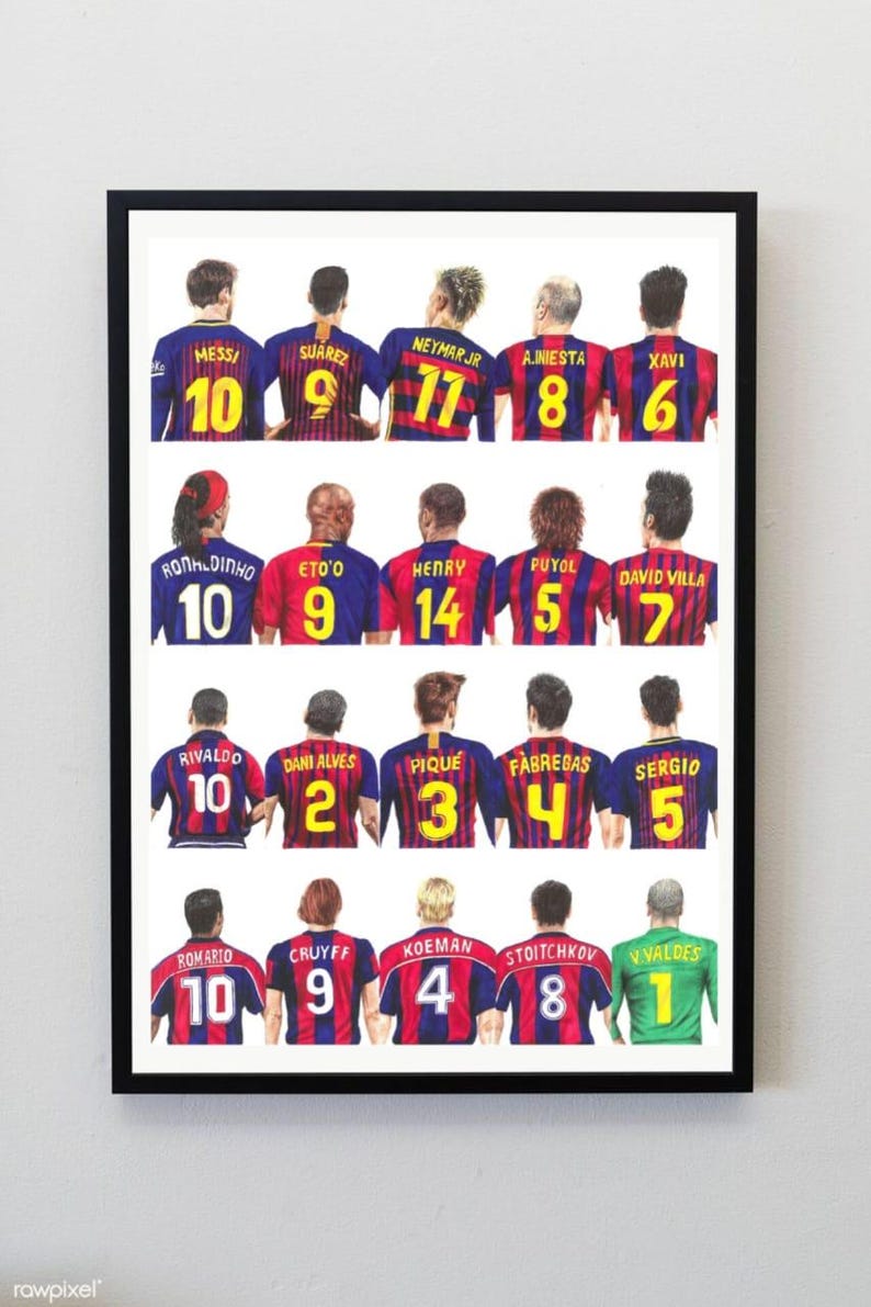 FC Barcelona Legends Hand-drawn Art Print | Barcelona | Barcelona ...