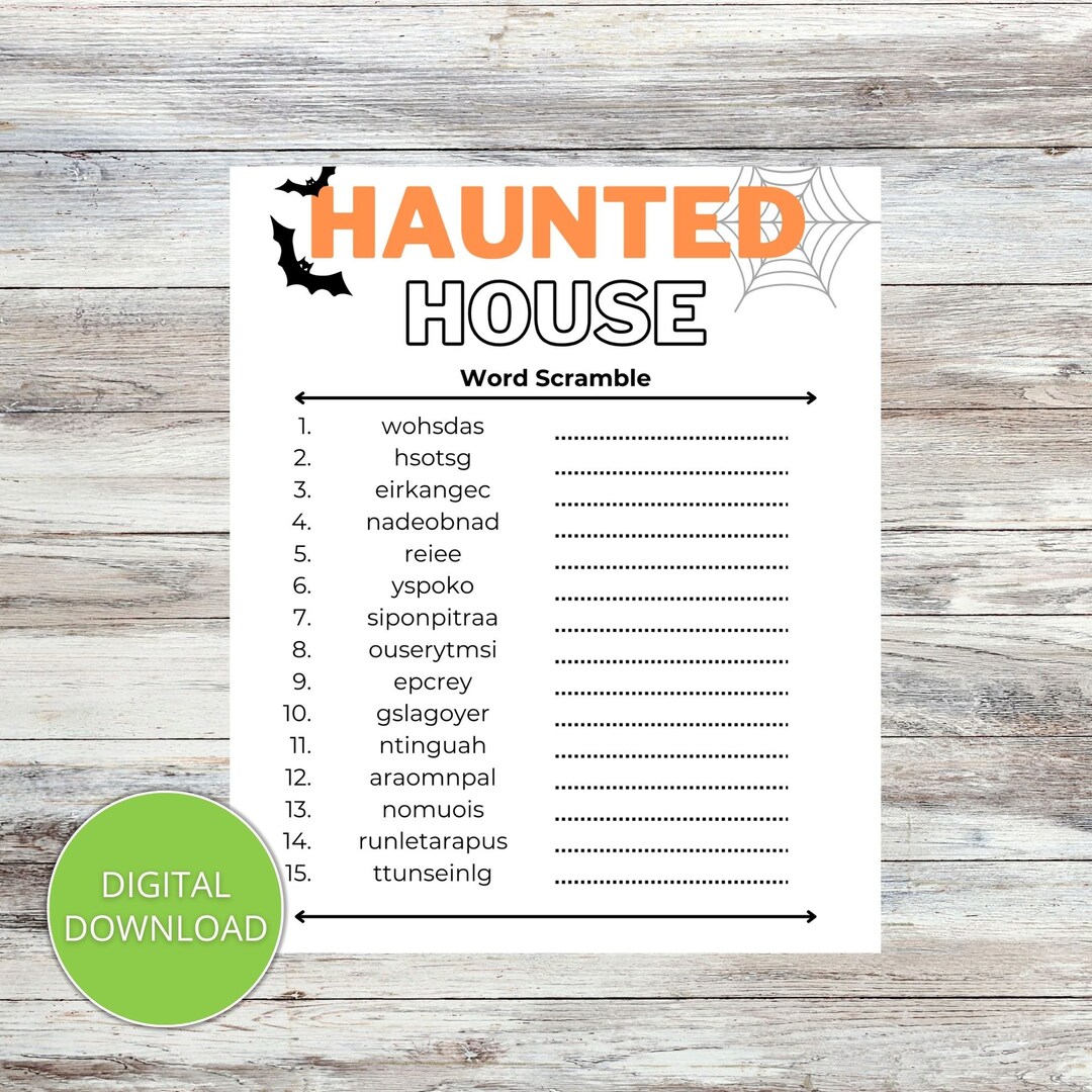 Haunted House Word Scramble Game Halloween Themed Perfect for Ages 7 ...