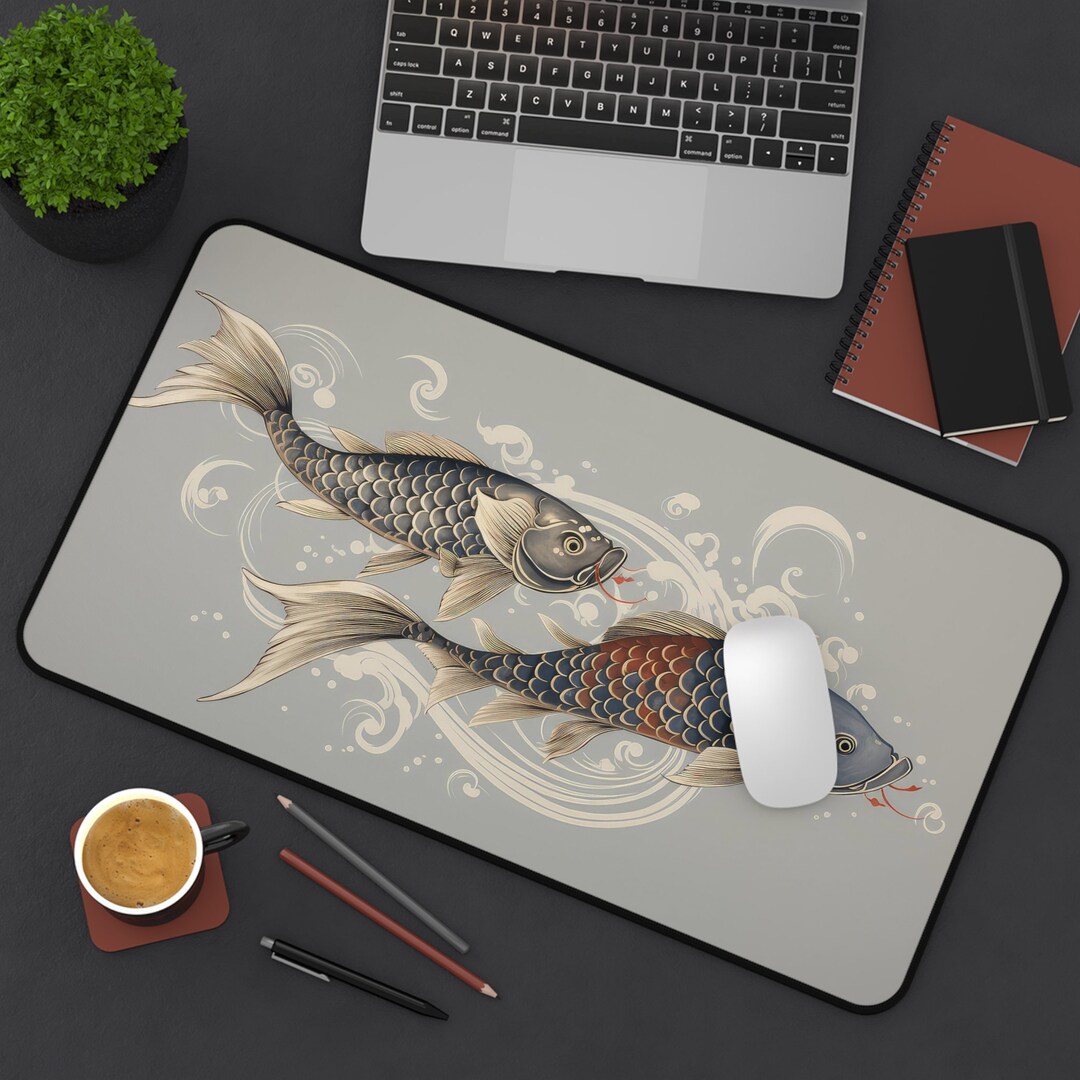 Japanese Desk Mat, Koi Fish Mousepad, Custom Mouse Pad, Animals Mouse ...