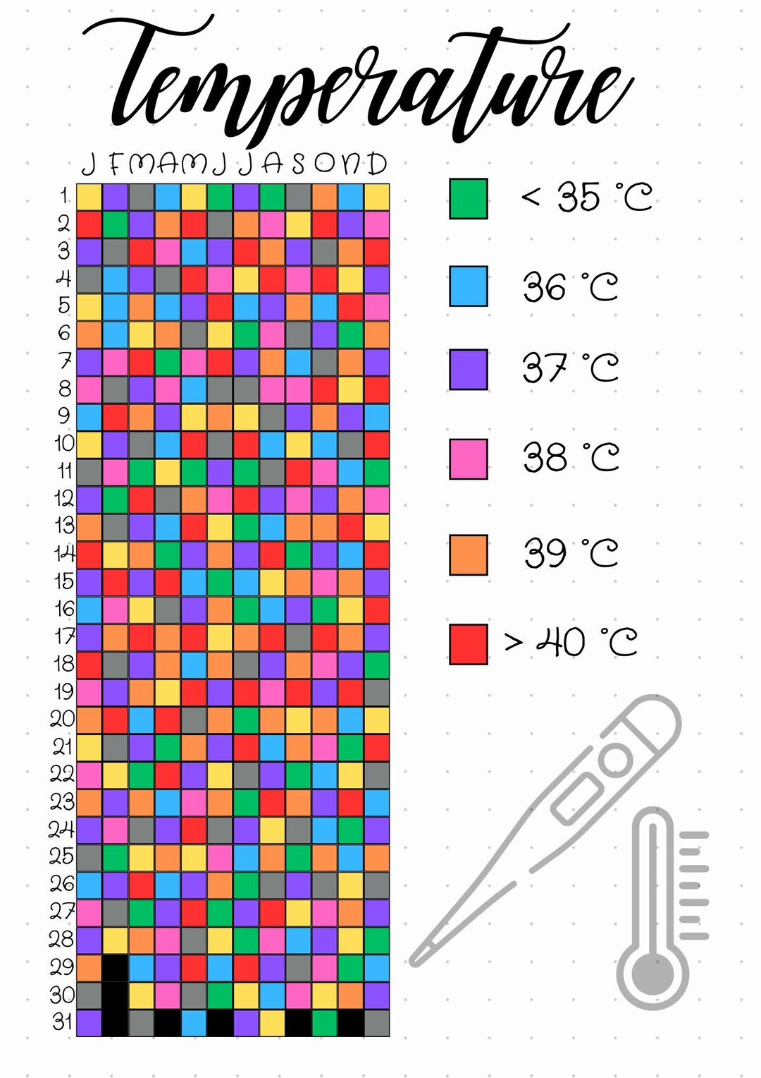 Temperature Tracker – Printable Annual Temperature Log | Weather ...