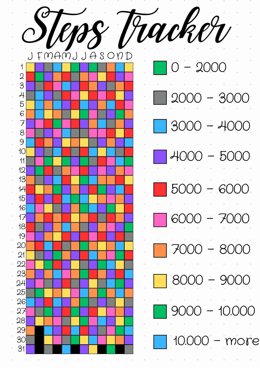 Steps Tracker – Printable Annual Step Log | Walking & Fitness Tracker ...