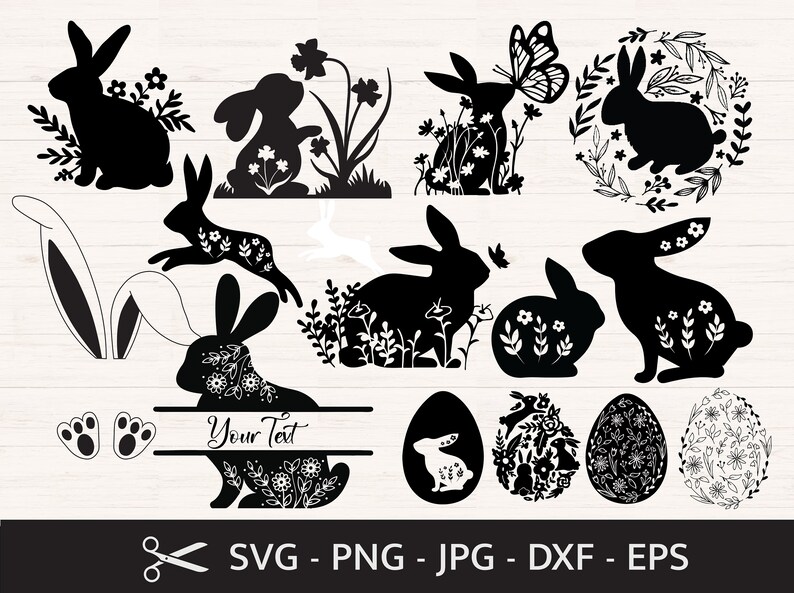 Bunny SVG, Bunny Floral Cut Out Svg, Rabbit Svg - Etsy