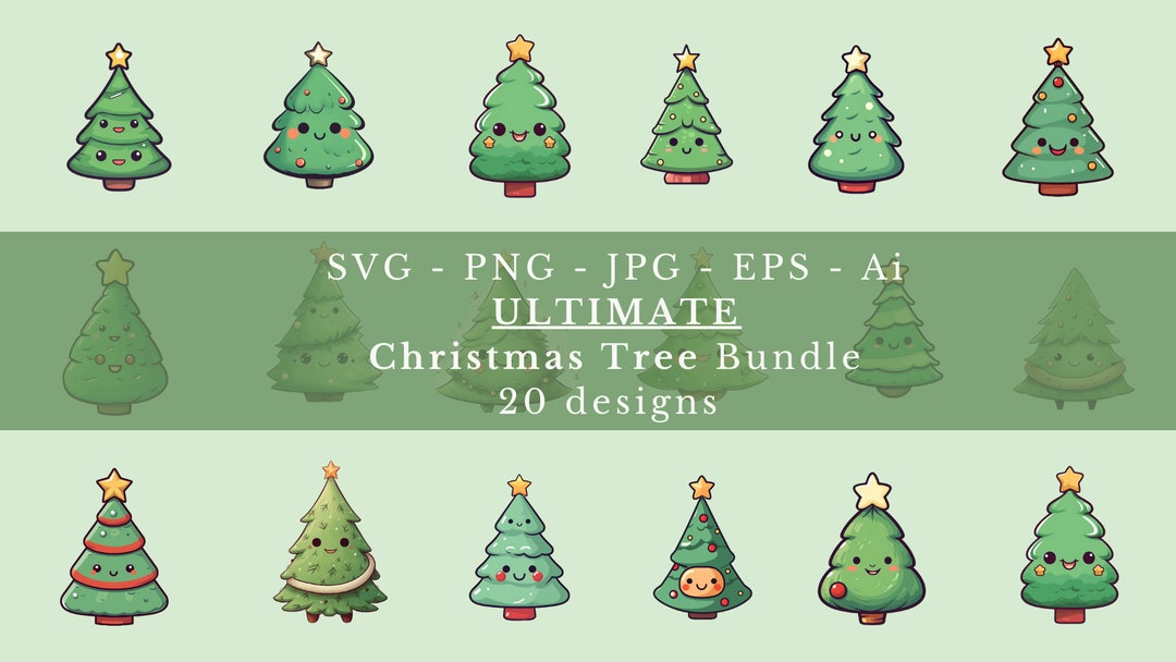 Cute Christmas Tree SVG, Clipart, Christmas Gift, Kawaii Christmas SVG ...