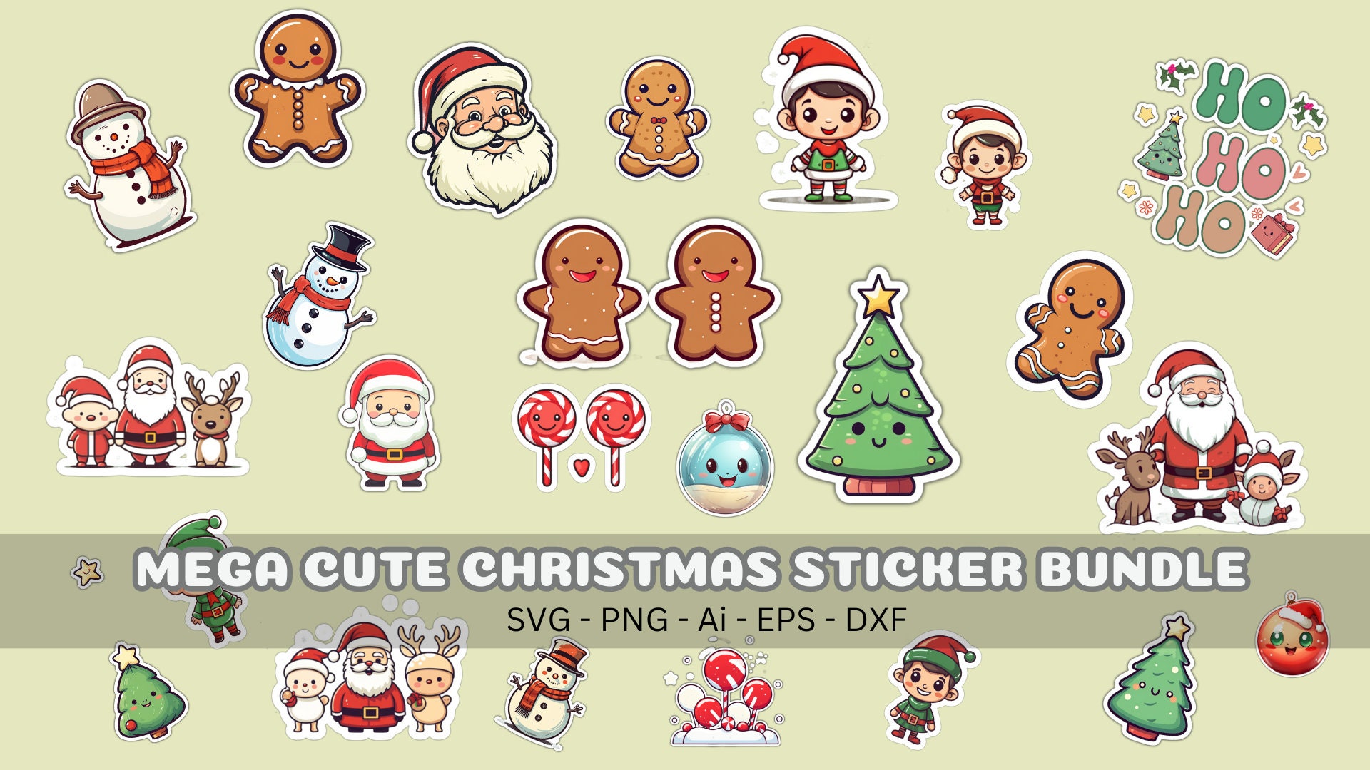 32 Christmas Sticker Svg, Retro Digital Christmas Printable Stickers ...