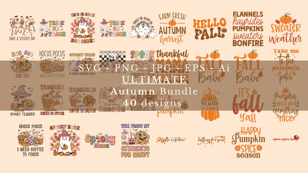 Halloween SVG Bundle, Clipart, Autumn Svg, Fall Svg, Retro Halloween ...
