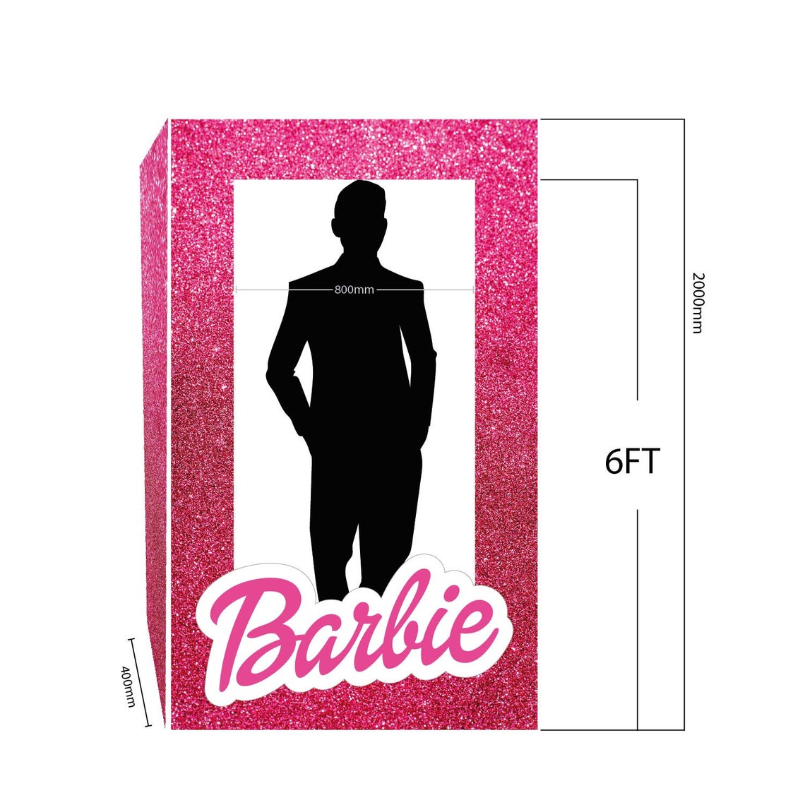 Barbie Box 6ft GLITTER Photo Frame Event Birthday Event Party Props ...