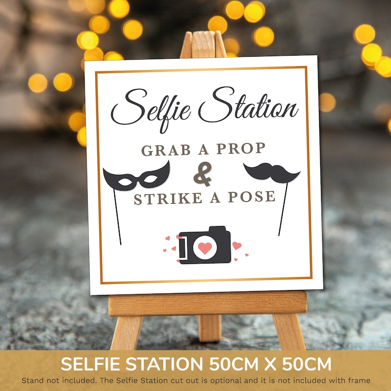 Personalised Wedding Selfie Frame MARBLE & GOLD Themed Decoration ...