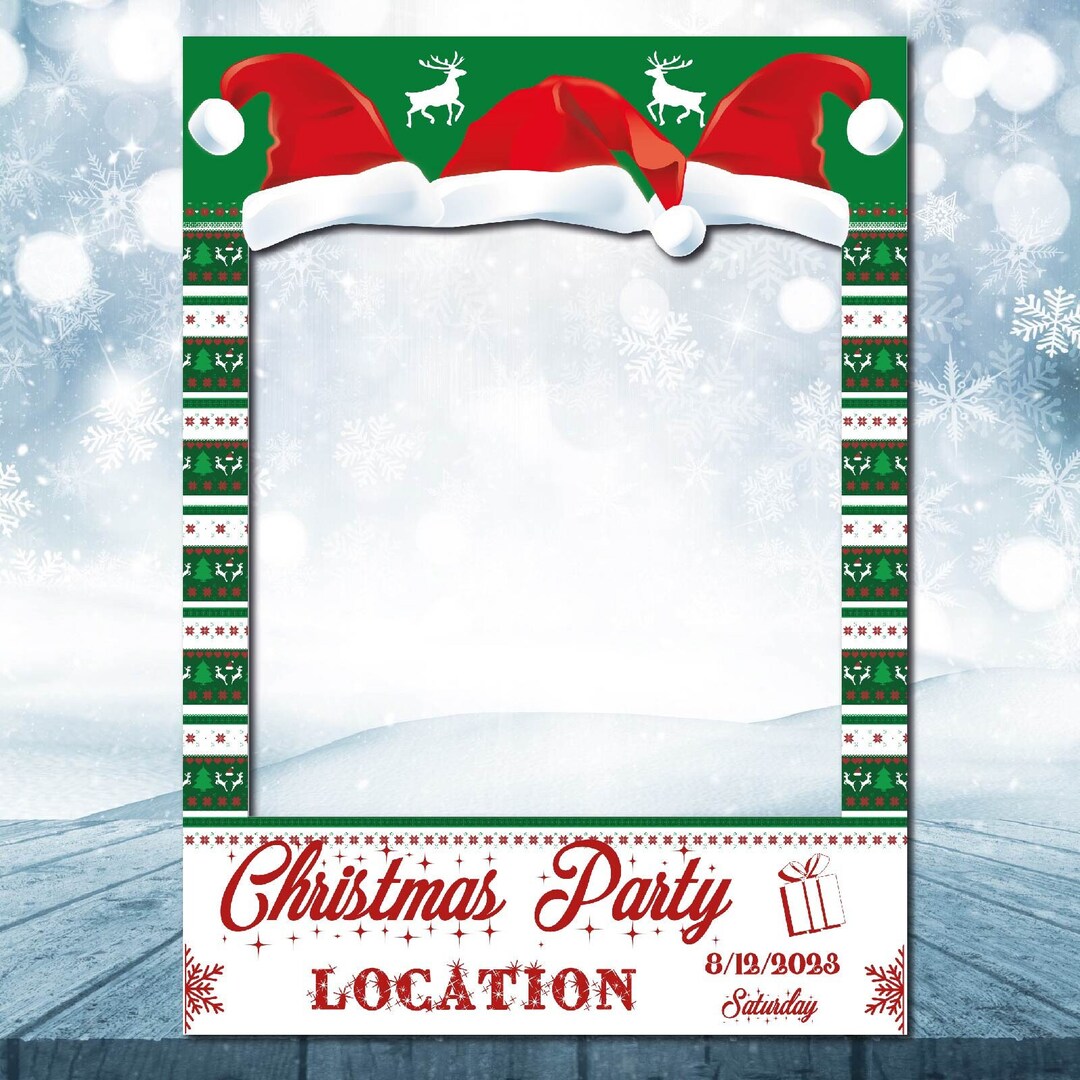 Christmas Party Selfie Frame SANTA CLAUS HATS Style Festive Pattern ...