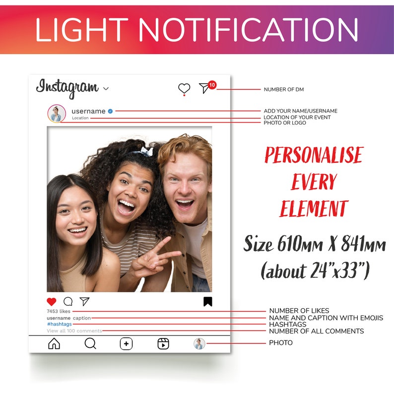 Instagram Selfie Frame Personalised Custom Photo Board Social Media ...