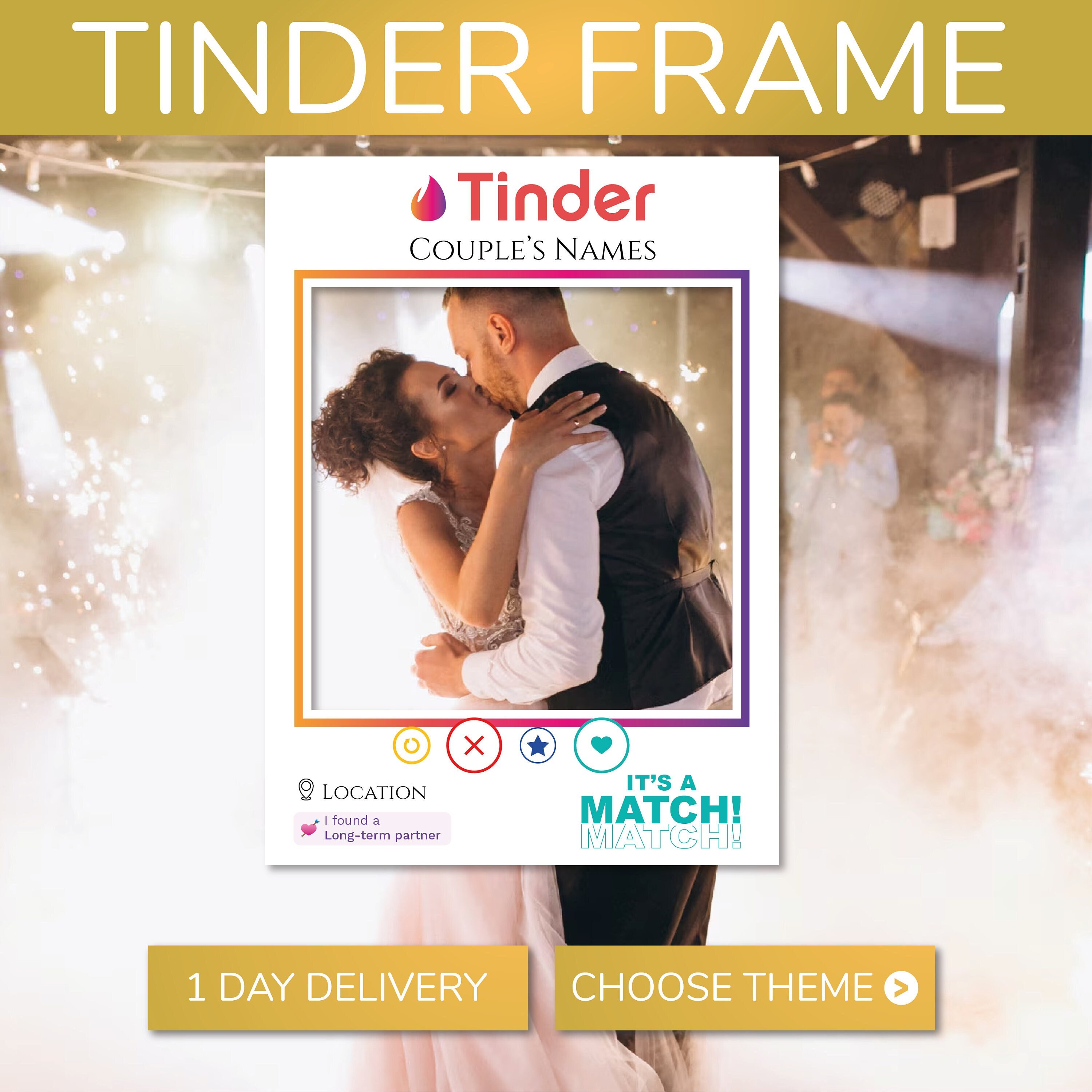 Personalised Tinder Selfie Frame Custom Board Photo Booth Wedding Hen ...