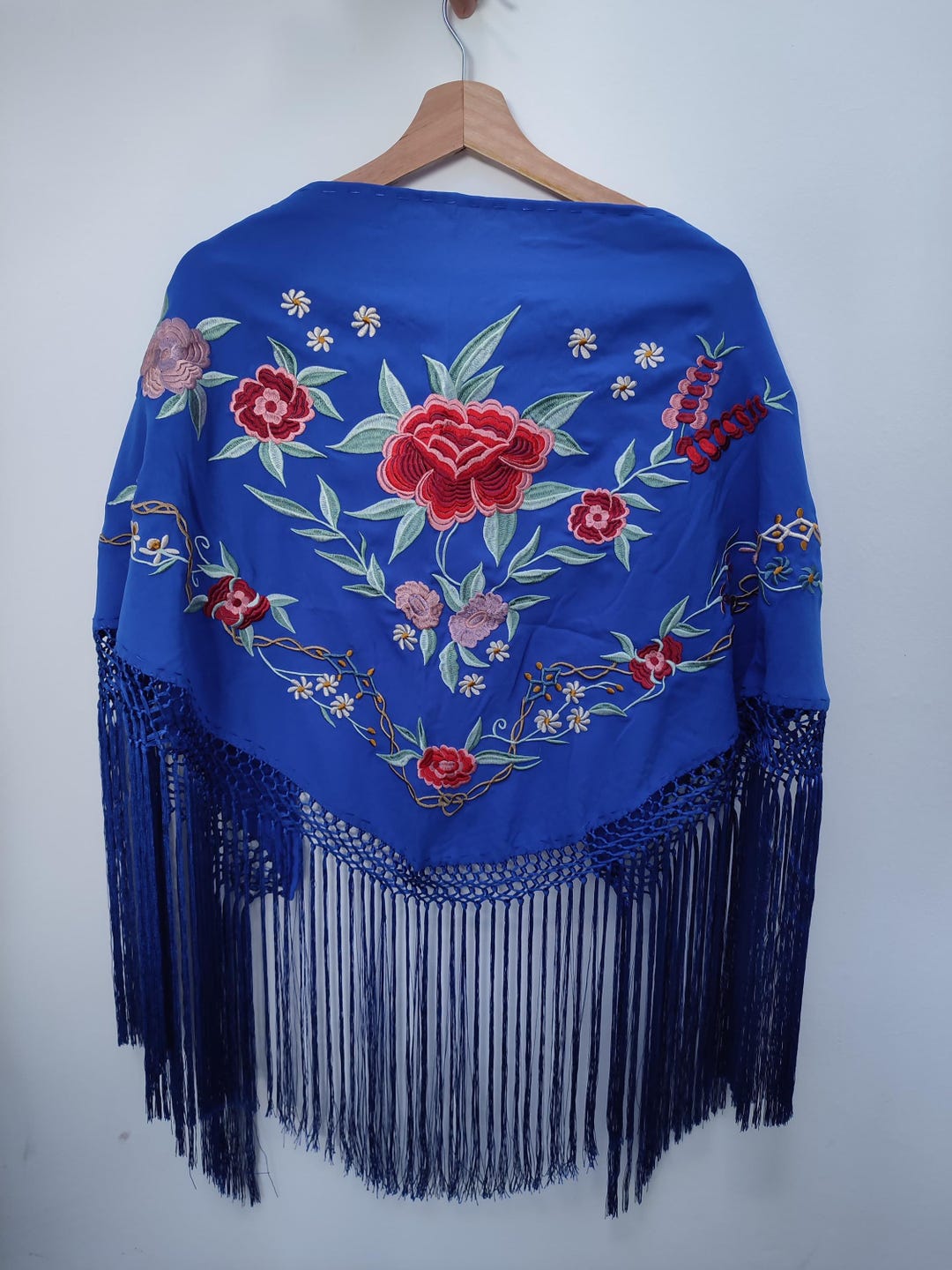 Electric Blue Flamenco Shawl. Gypsy Shawl. Embroidered Shawl ...