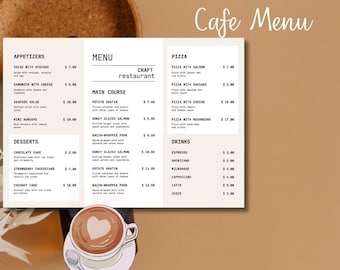 Minimal Cafe Menu Board Template Bundle, Editable Cafe Menu Template ...