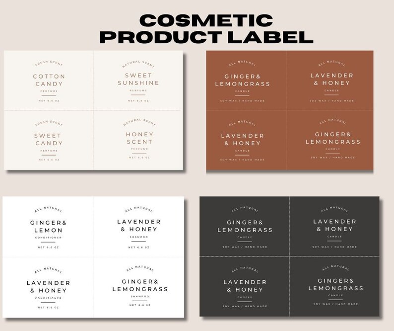 Editable and Printable Cosmetic Label Templates, Elegant Skincare ...