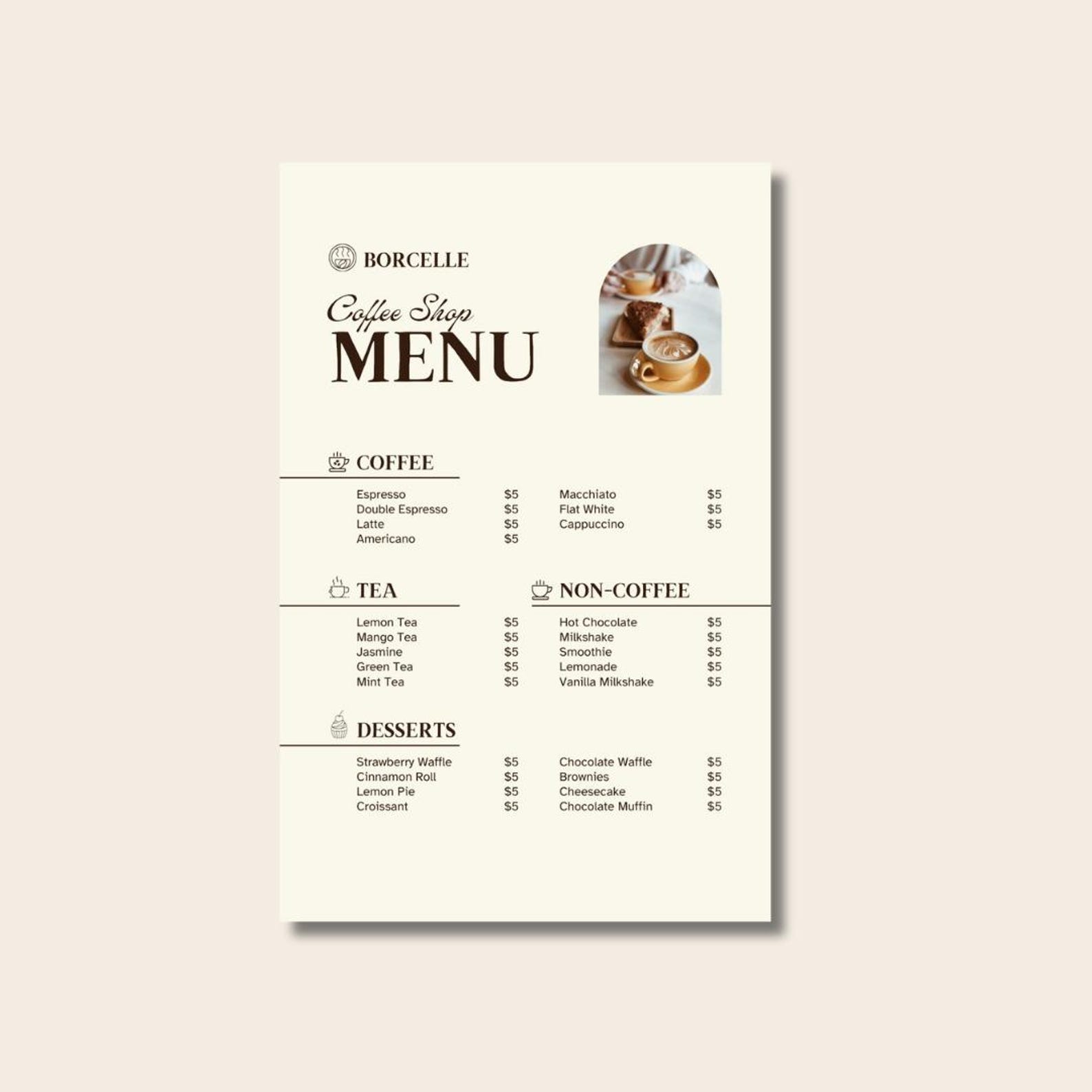 Aesthetic Cafe Menu Cards Printable, Minimalist Menu Template ...
