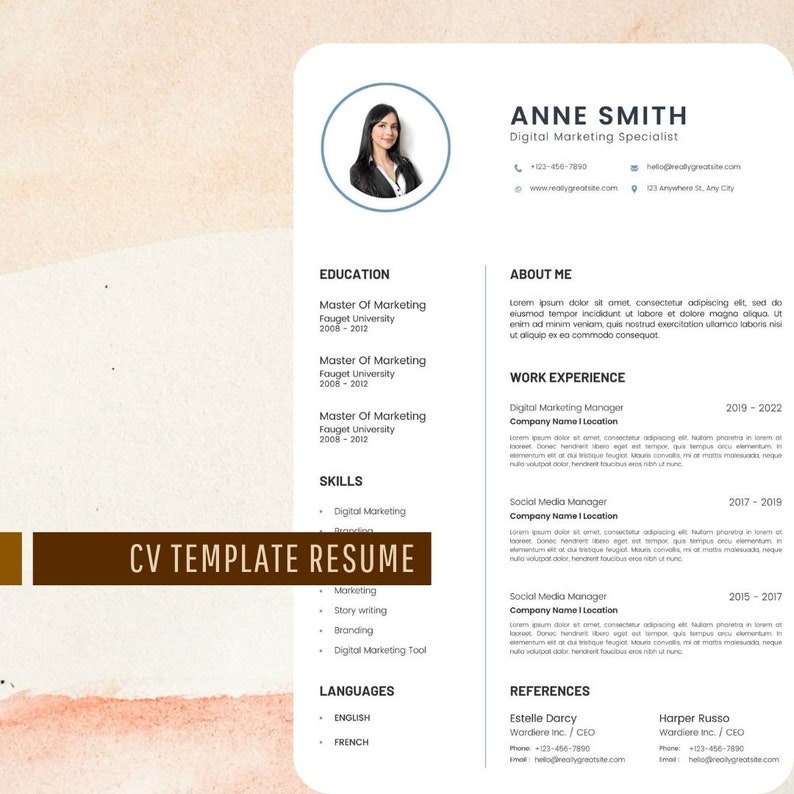 CV TEMPLATE Editable in Canva. Professional Resume Template. - Etsy