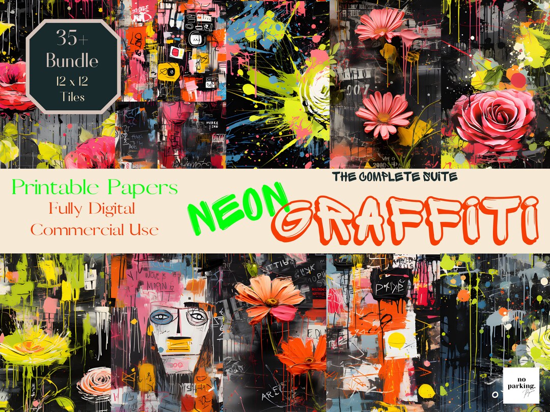 Graffitti Art/ Fun Printable Papers/ Digital Paper/ Fun Scrapbook Paper ...
