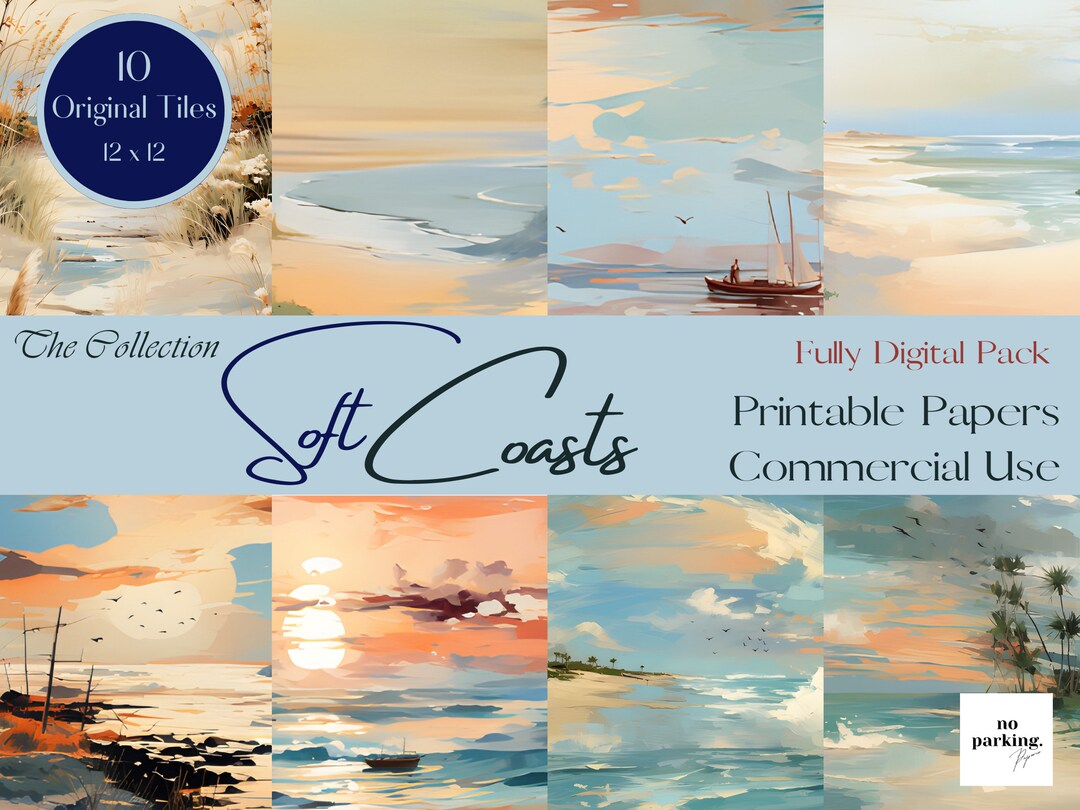 Soft Coasts Printable Paper/ Pretty and Dreamy Paper/ Printable ...