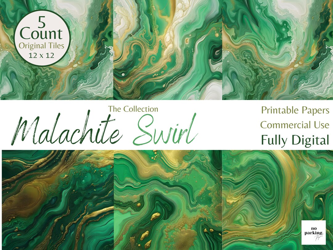 Malachite Pattern Printable Paper/ Premium Scrapbook & Craft Paper/ Lux ...