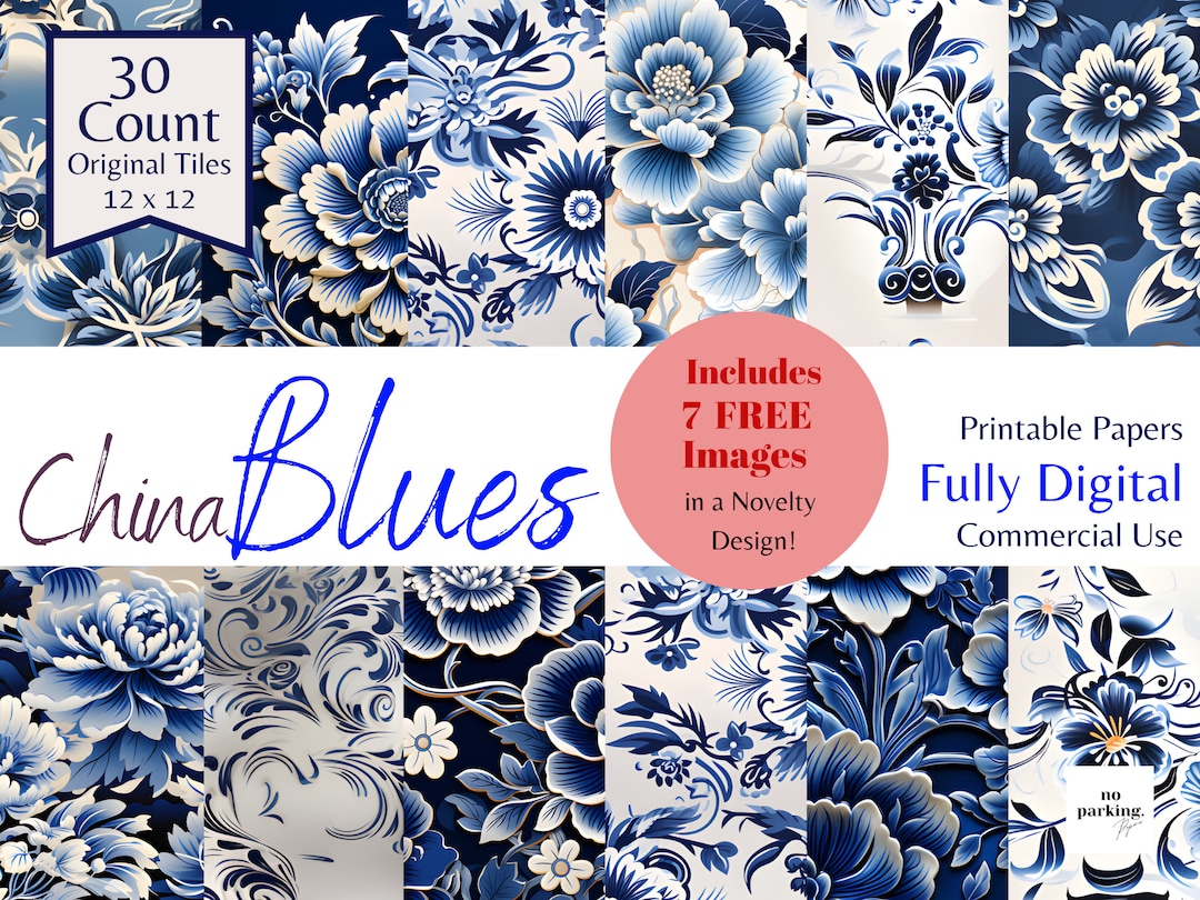 Blue China Pattern/ Printable Paper/ Printable Scrapbook & Craft Paper ...