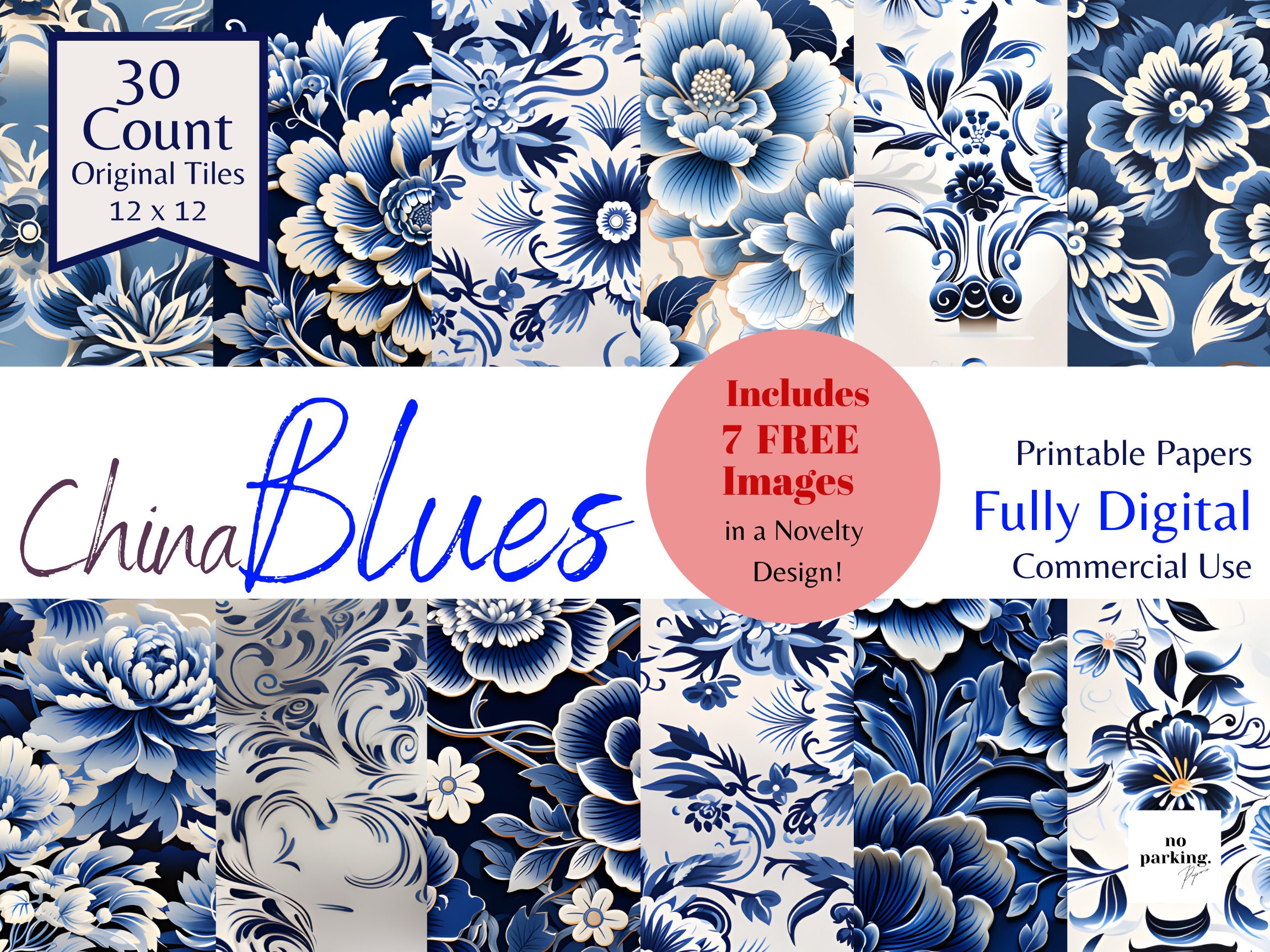 Blue China Pattern/ Printable Paper/ Printable Scrapbook & Craft Paper ...