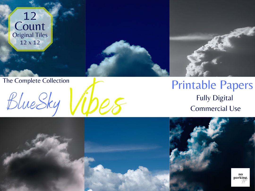 12 Gorgeous Cloud Papers, Digital Collection, Printable Paper Pack ...