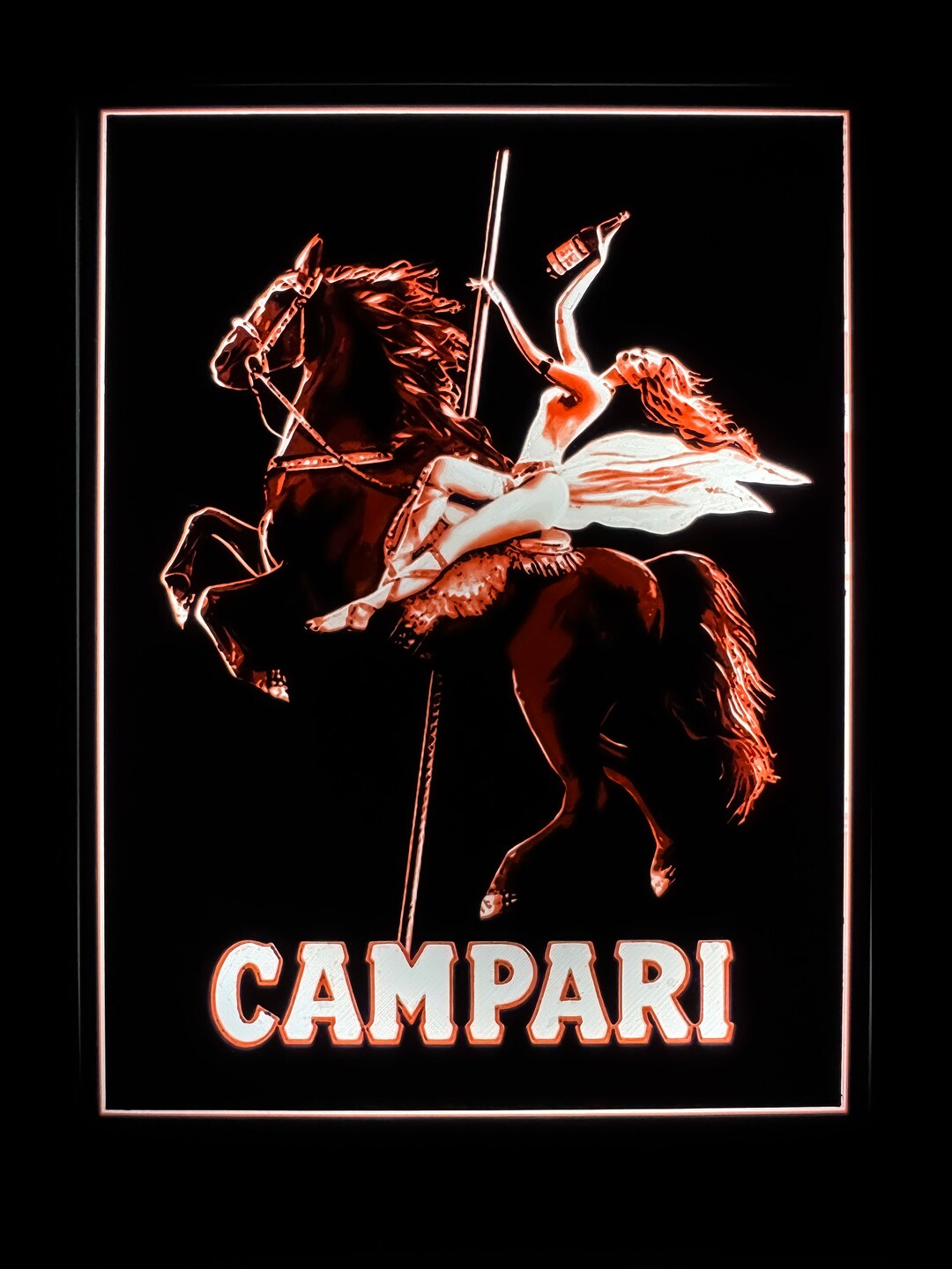 Campari Vintage Light Sign - Woman - Horse - Furniture - Bar - Italy ...
