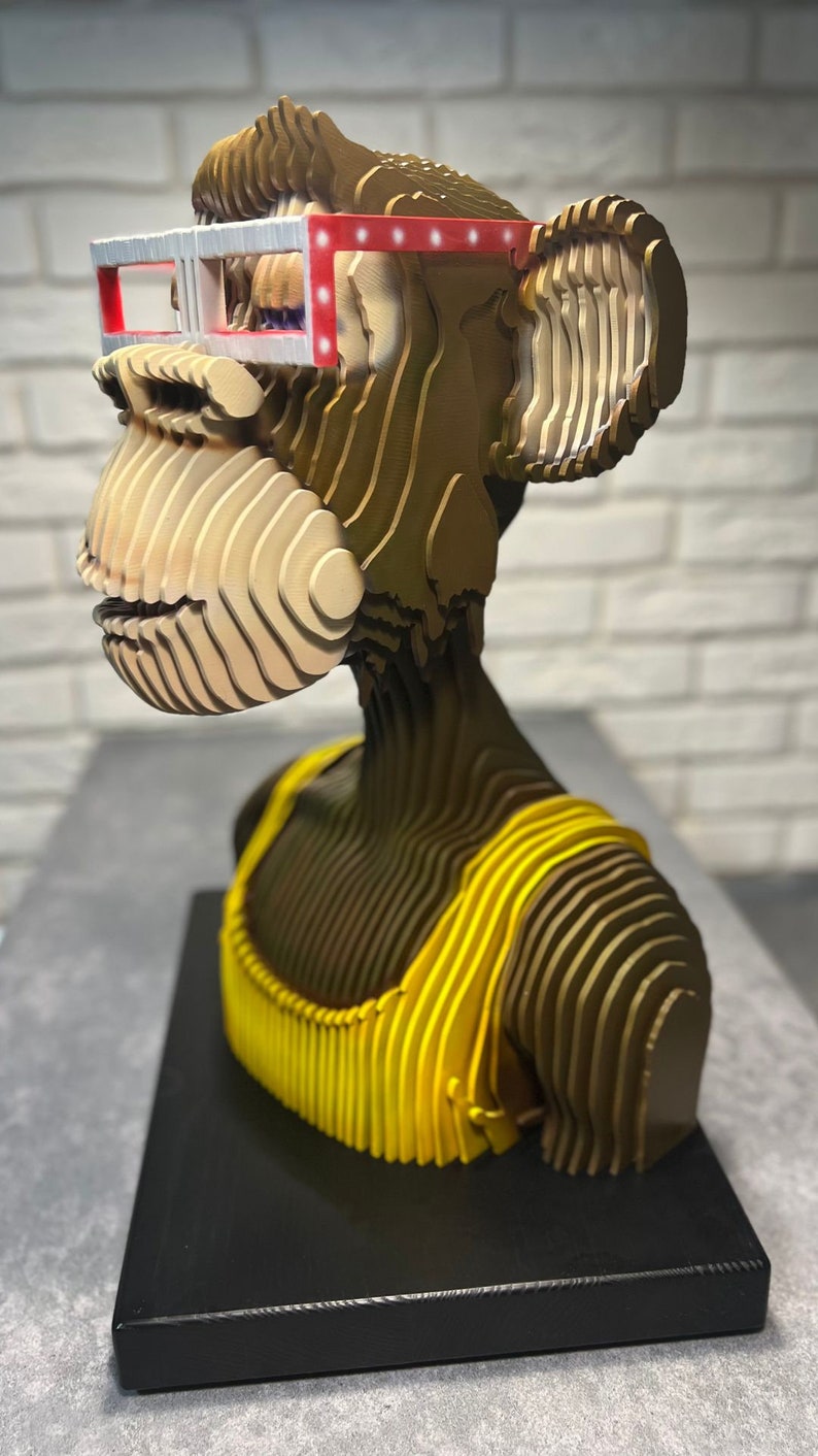 Wood Statue "monkeys Bold" - Etsy