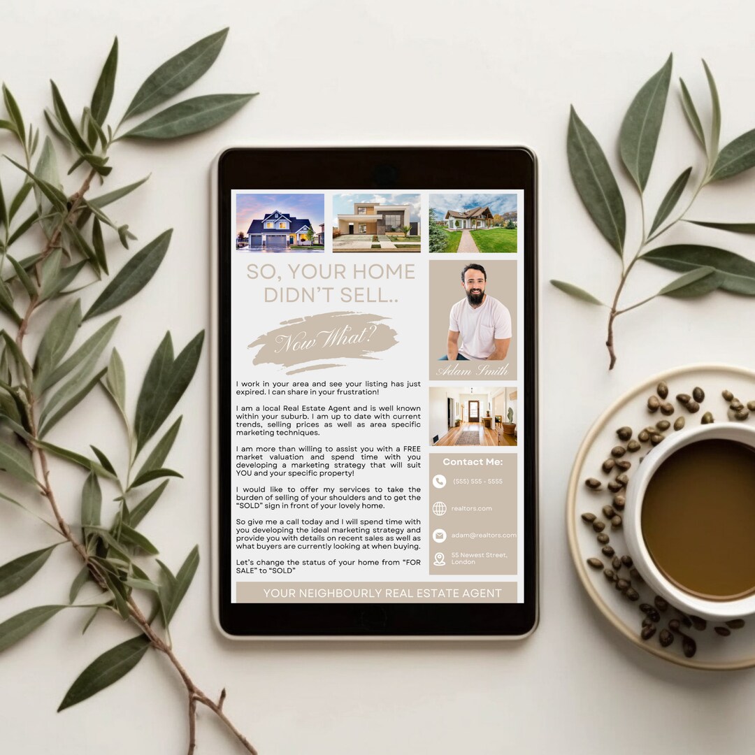 Expired Listing Letter Template: Real Estate Agent Flyer (canva ...