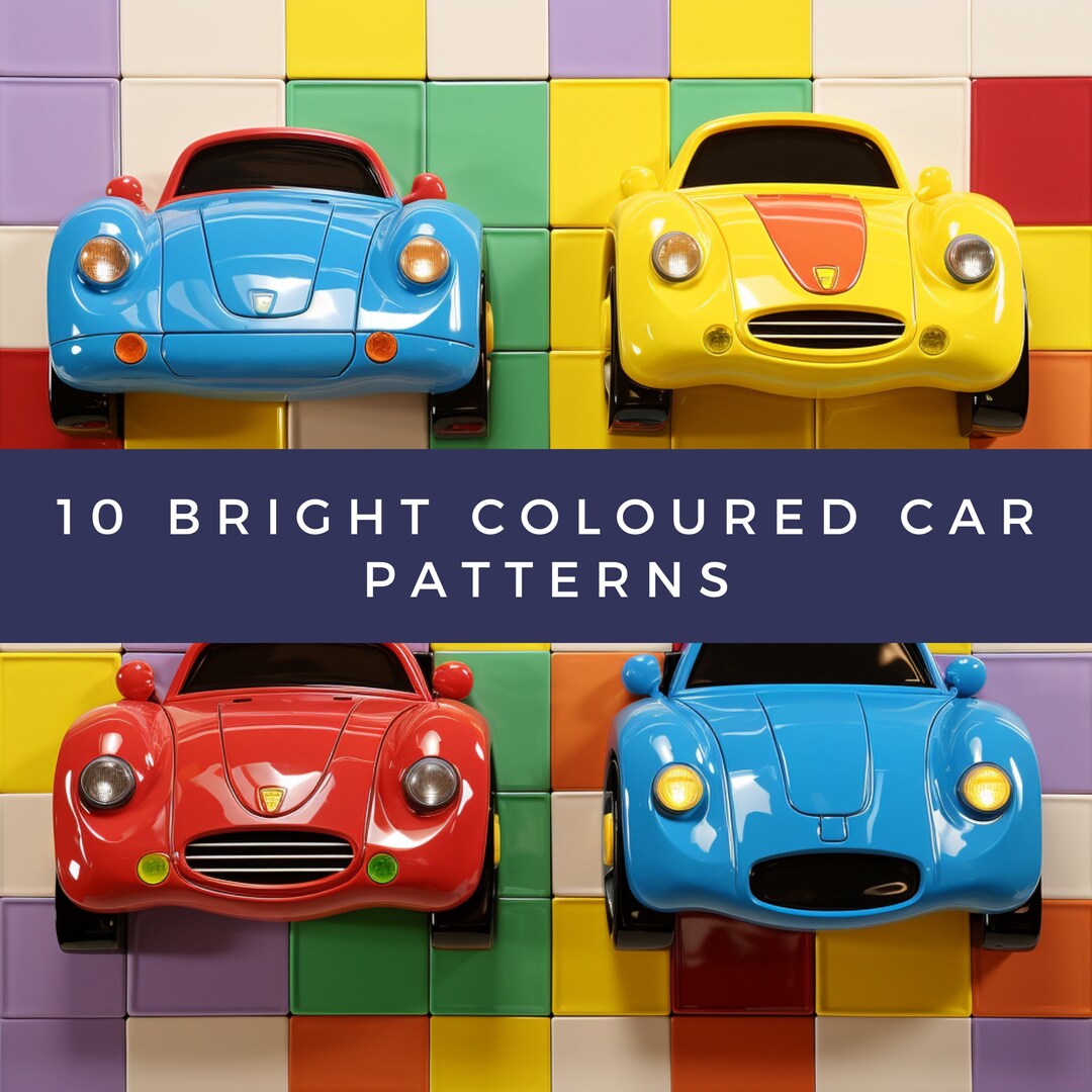 Colorful Toy Car Pattern, Instant Download Digital Paper, Toy Car ...
