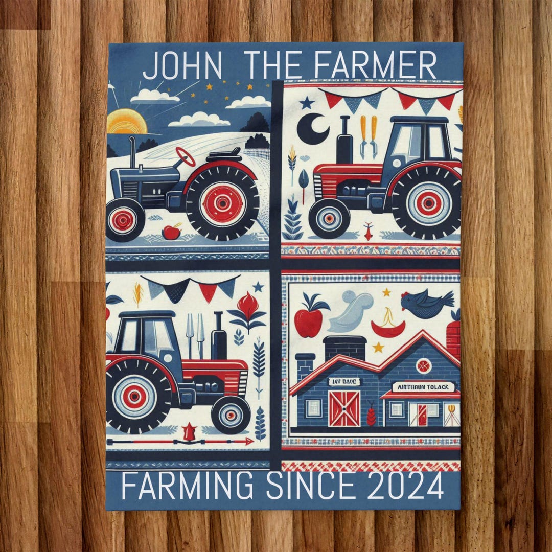 Personalized Tractor and Farming Arctic Fleece Blanket, Baby Farmer ...