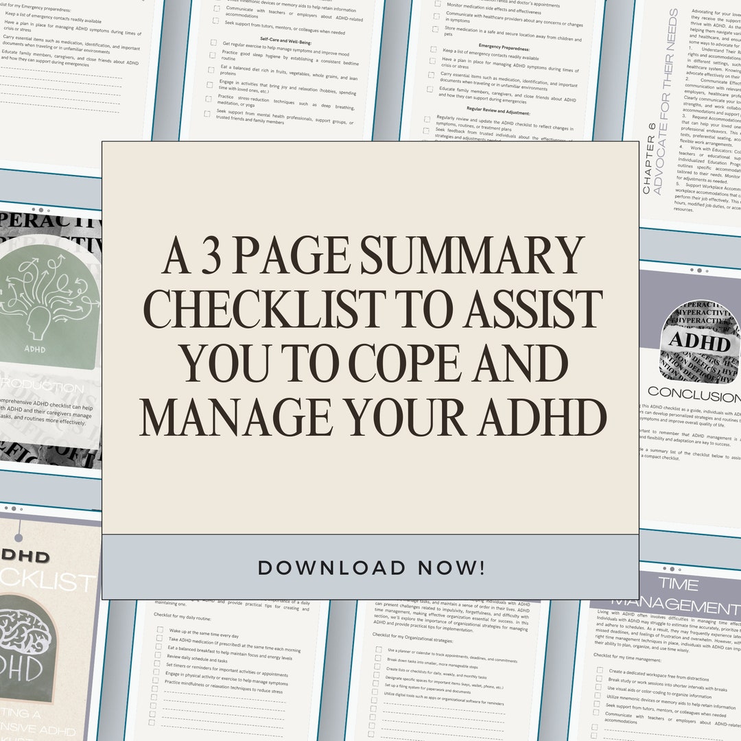 ADHD Checklist, ADHD, Support, Understanding and Coping Mechanism ...