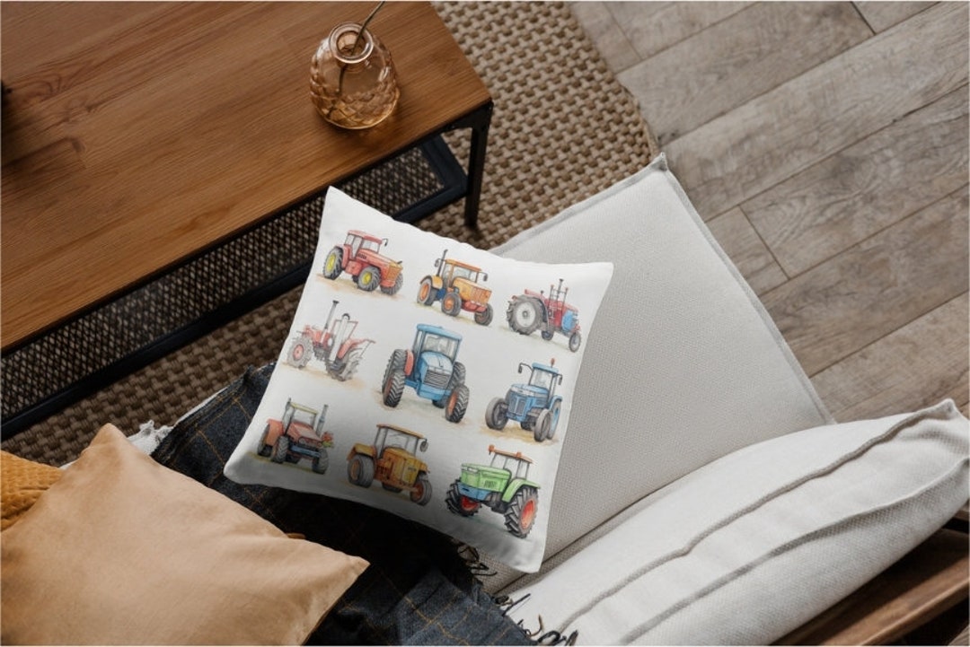 Tractor Pillow, Children Cartoon Tractor Pillow Cover, Truck Excavator ...