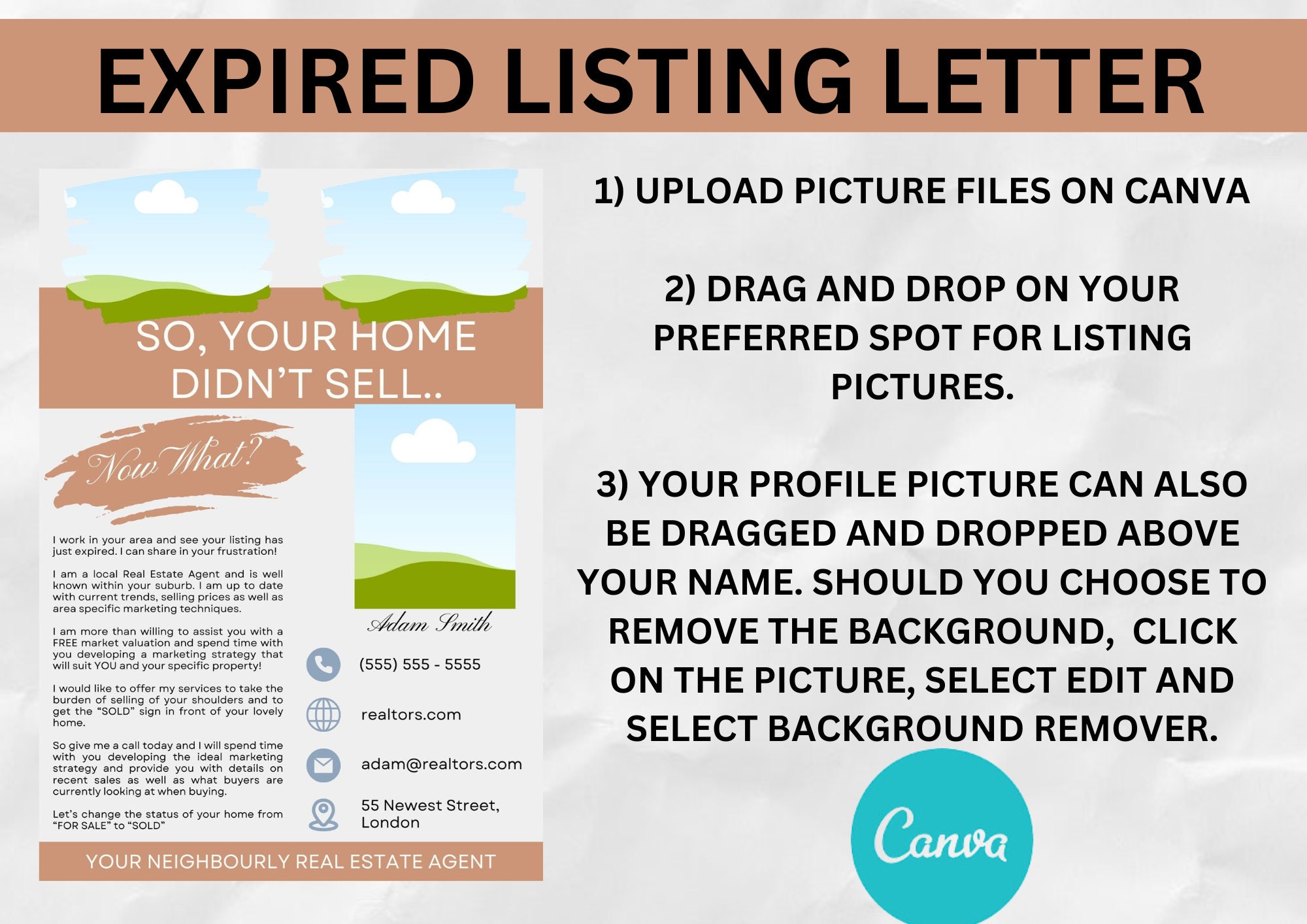 Expired Listing Letter, Real Estate Letter, Real Estate, Realtor, Real Estate Agent Flyer, Canva ...