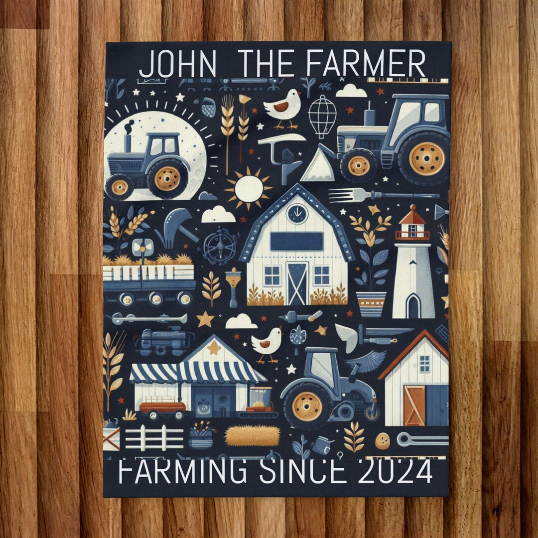 Personalized Tractor and Farming Arctic Fleece Blanket, Baby Farmer ...