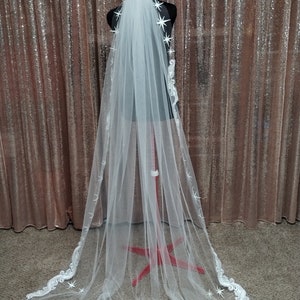 Embroidered Celestial Cathedral Veil: Moon, Stars, Sun - Etsy