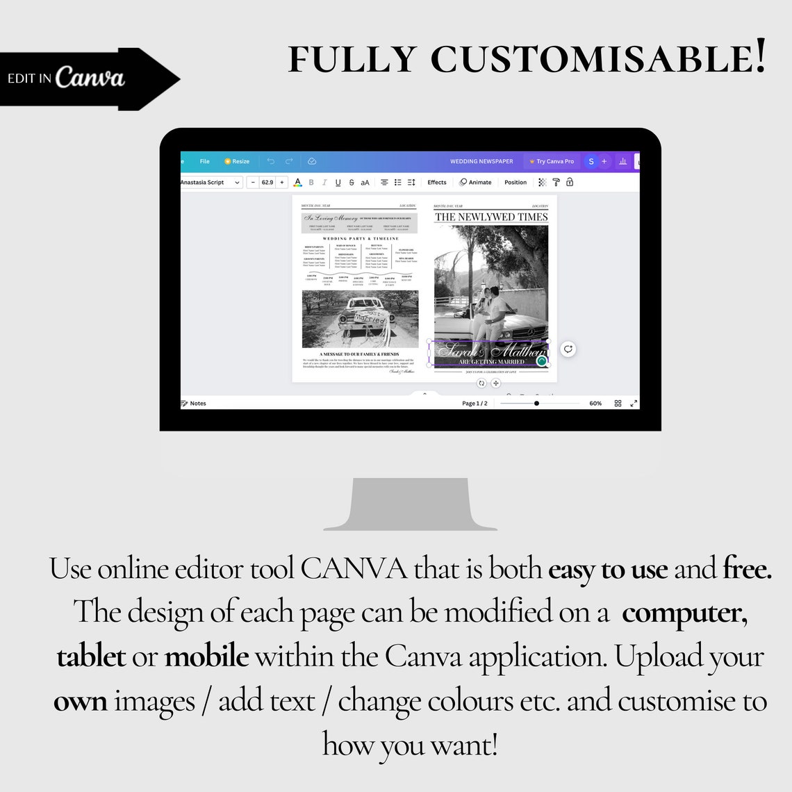 Wedding Newspaper Downloadable Program Template, DIY Newspaper ...