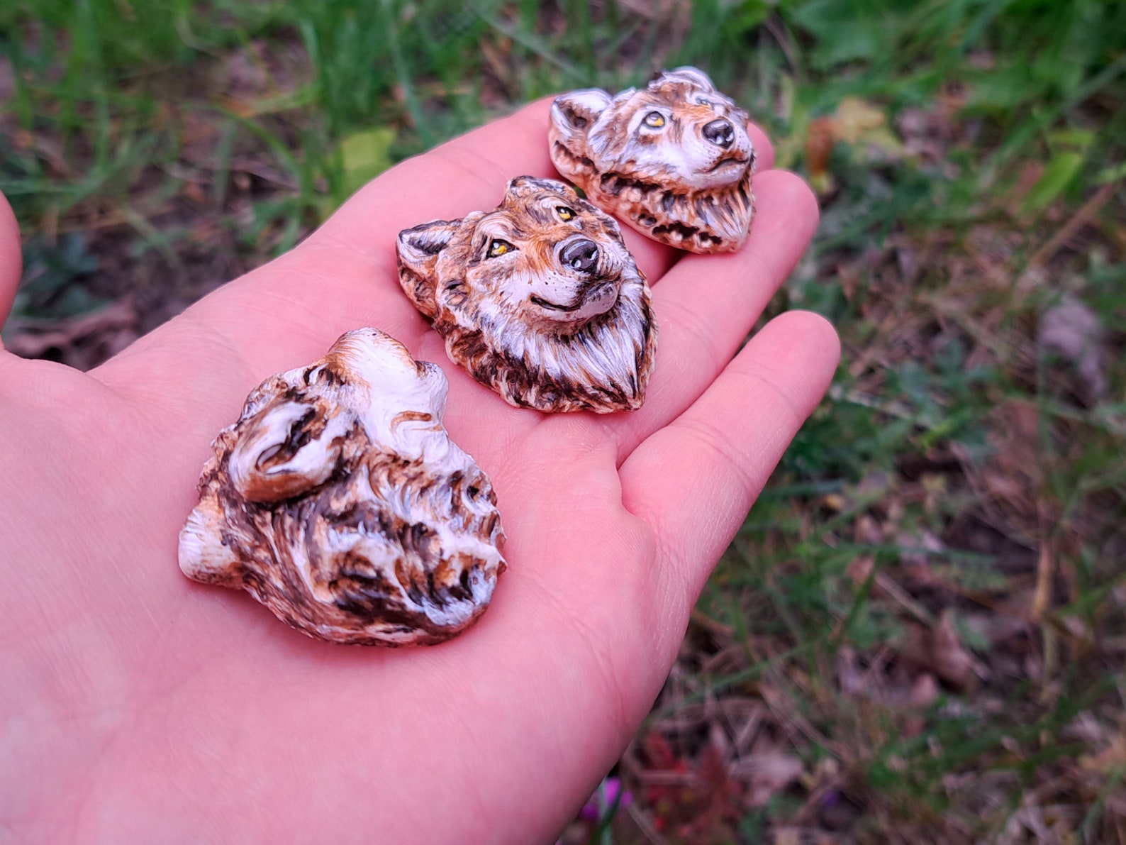 Cabochon, Wolf, Polymer Clay, Wolf Head, Handmade, Animal Cabochon ...